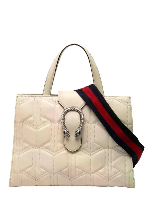 Gucci 2016-2026 Quilted Leather Dionysus Web Satchel - White