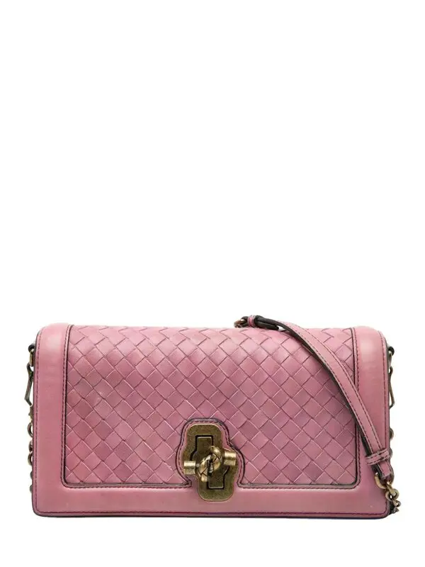 Bottega Veneta Nappa Intrecciato Olimpia Knot Crossbody Bag - Pink