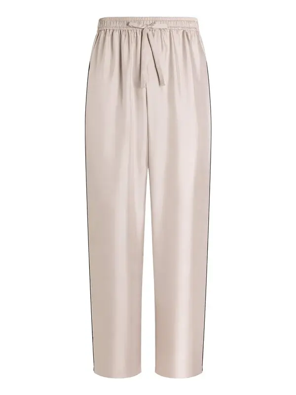 Dolce & Gabbana Vanity Silk Trousers With Embroidery - Beige