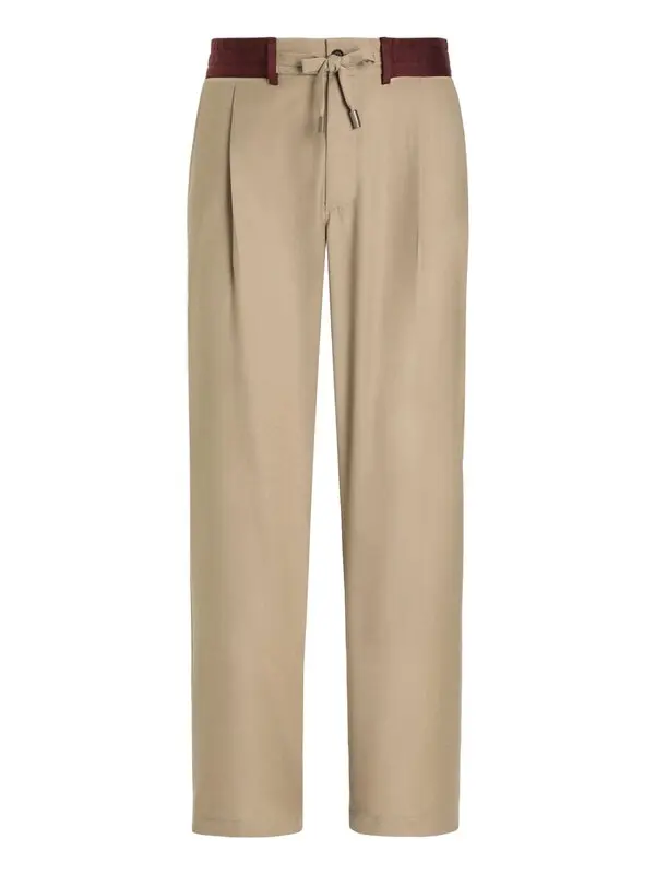 Dolce & Gabbana Wool Canvas Drawstring Trousers - Beige