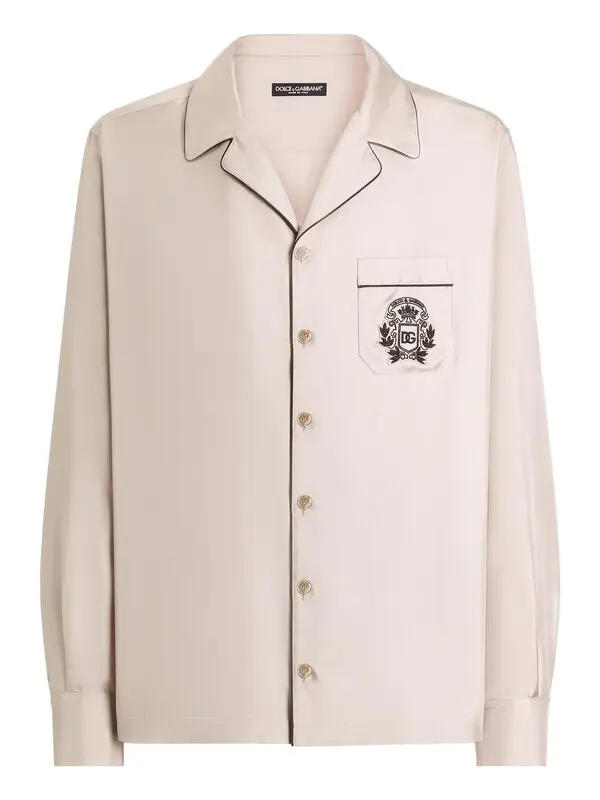 Dolce & Gabbana Silk Shirt With Embroidery - Beige