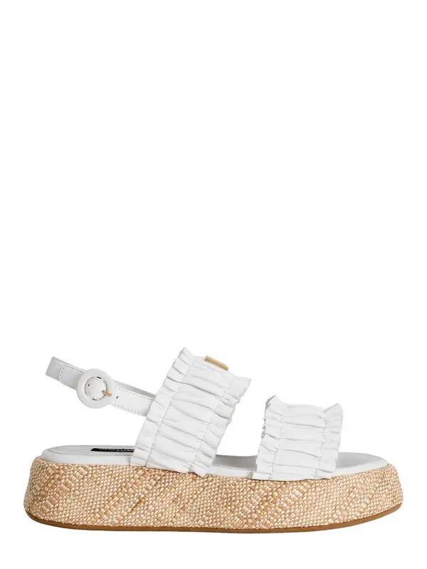 Dolce & Gabbana Nappa Leather Wedge Sandals - White