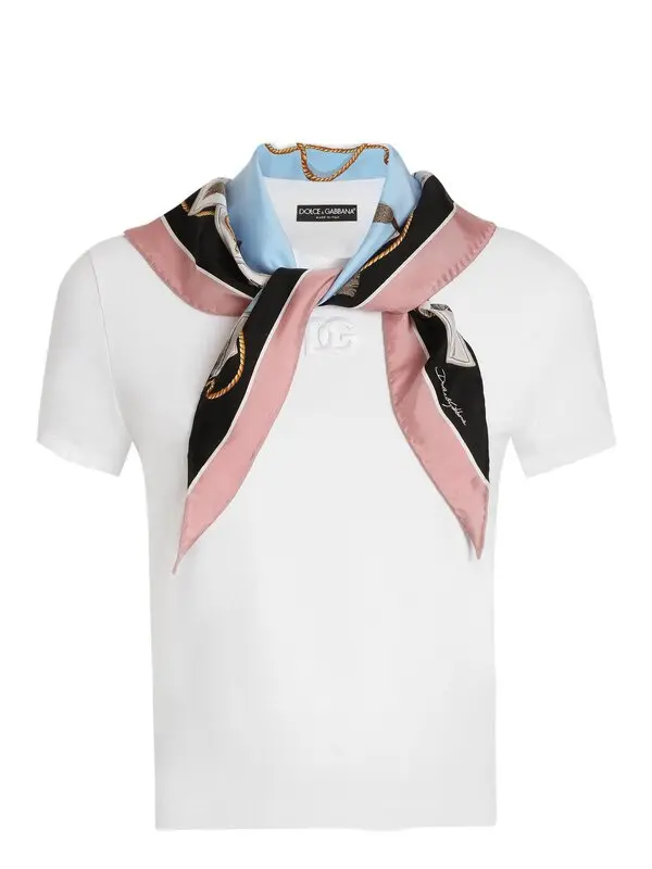 Dolce & Gabbana T-shirt With Printed Scarf - White