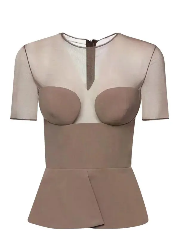 NENSI DOJAKA Peplum Panelled Blouse - Brown