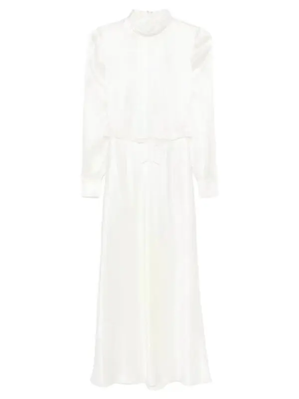 Alessandra Rich High-neck Ruffled Silk Midi Dress - White