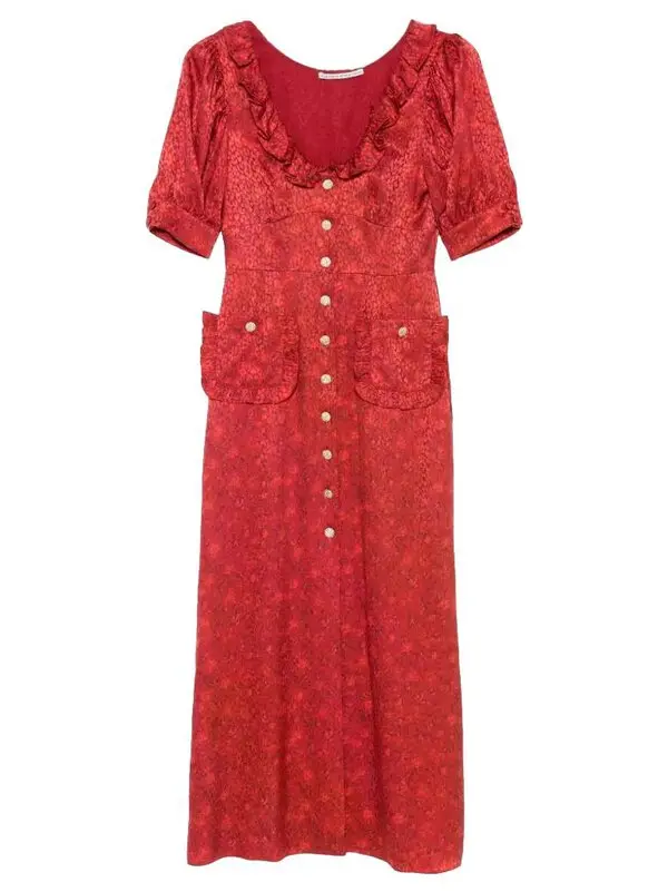 Alessandra Rich Jacquard Midi Dress - Red