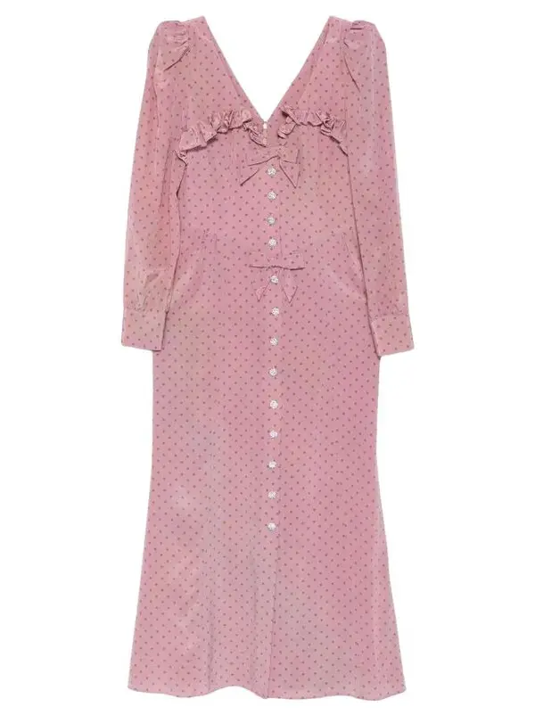 Alessandra Rich Polka-dot Ruffled Midi Dress - Pink