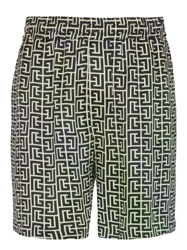 Balmain Monogram-patterned Shorts - Black