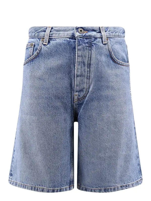 Off White Half Arrow Denim Shorts - Blue