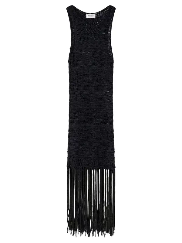 LANEUS Viscose And Recycled Polyester Dress - Black