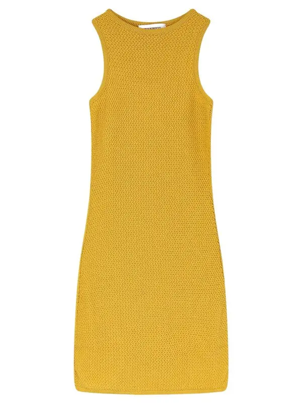 LANEUS Cotton Knit Dress - Yellow