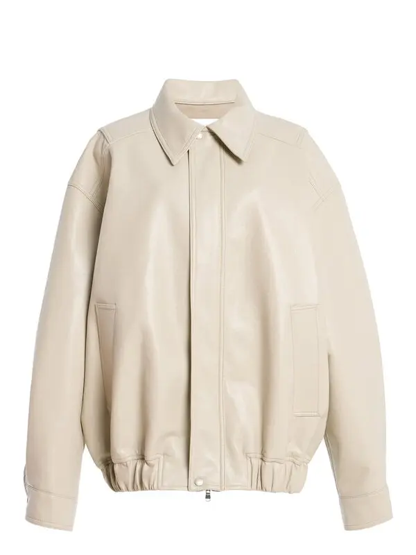 AGOLDE Aston Leather Bomber Jacket - Ivory