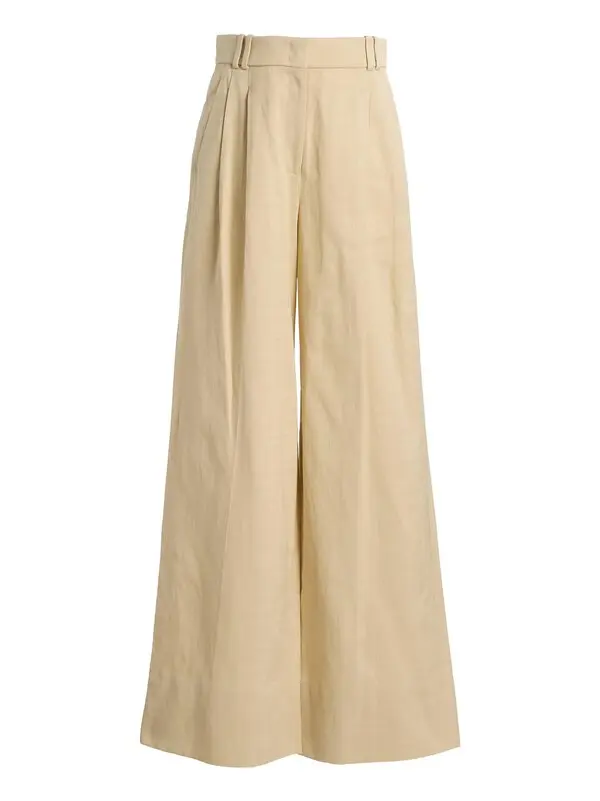 Another Tomorrow High-rise Wide-leg Pleated Trousers - Khaki