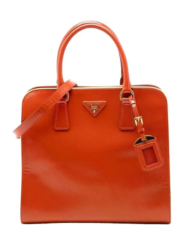 Prada Saffiano Vernice Open Convertible Tote - Orange