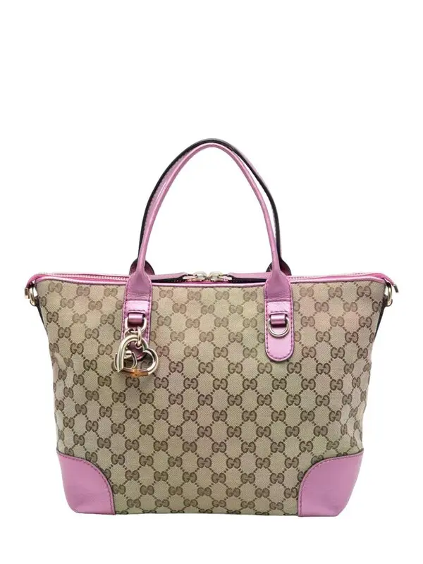 Gucci Gg Canvas Heart Bit Satchel - Brown