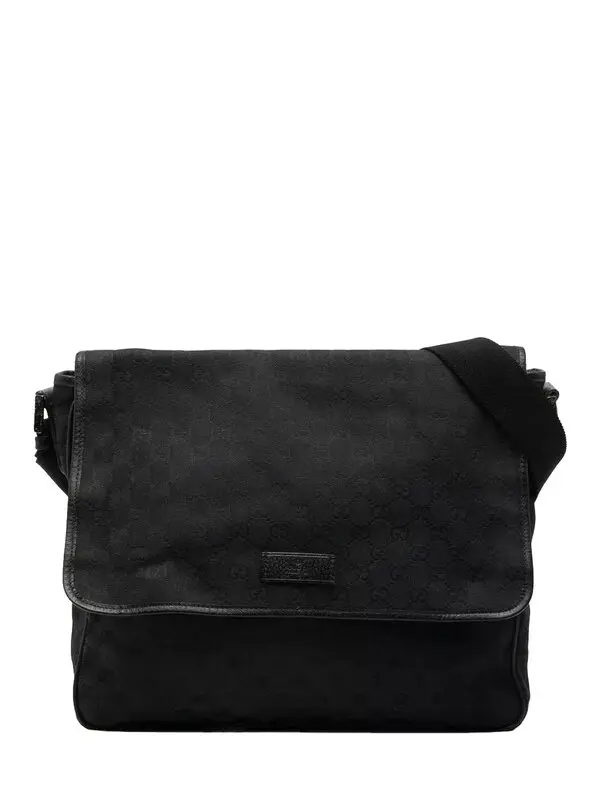 Gucci Gg Canvas Flap Messenger Bag - Black