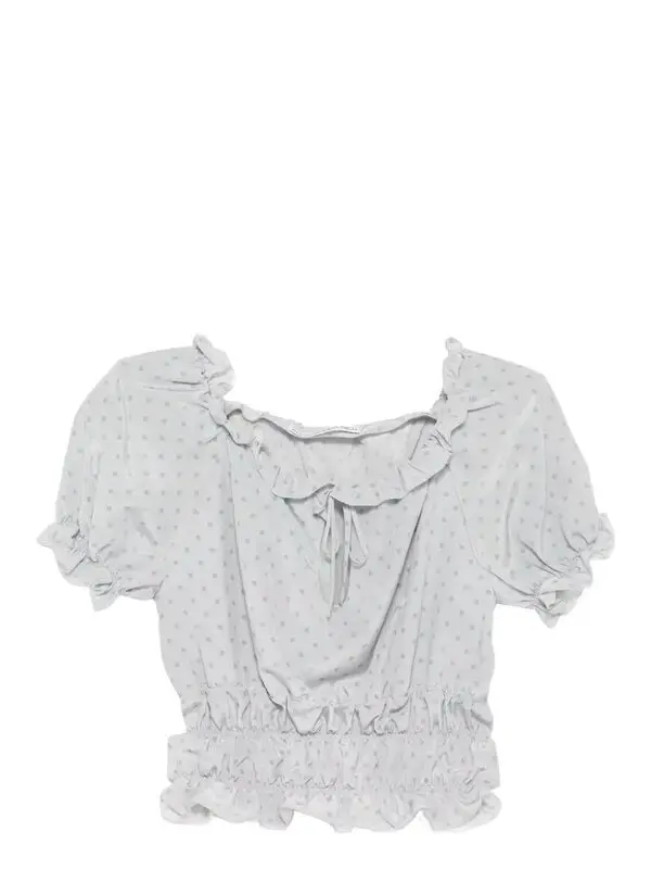 Alessandra Rich Polka-dot Ruffled Top - Grey