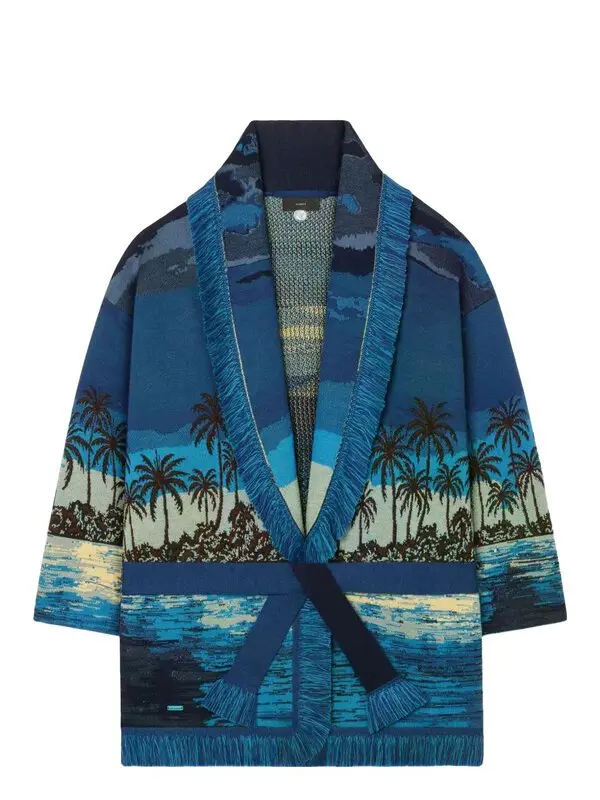 Alanui Lost In The Fringed Belted Cardigan-coat - Blue