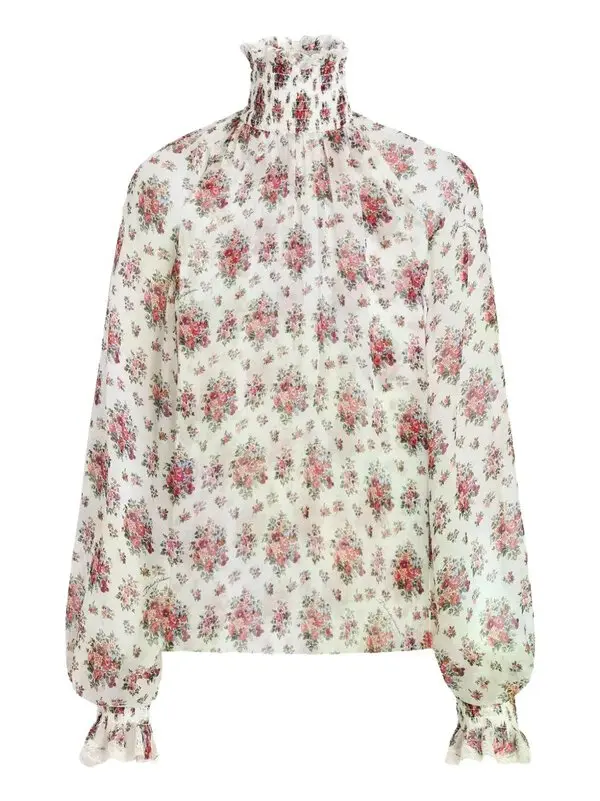 Dolce & Gabbana Floral-print Lace-trim Blouse - White