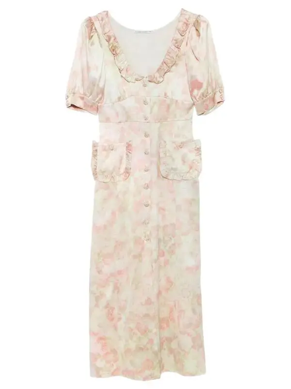 Alessandra Rich Floral-print Silk Midi Dress - Neutrals