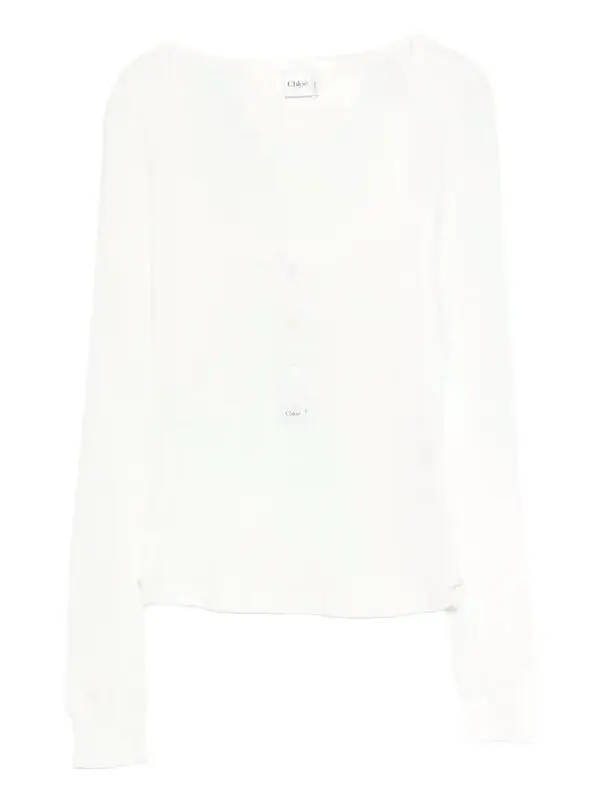Chloé Henley Scoop-neck T-shirt - White