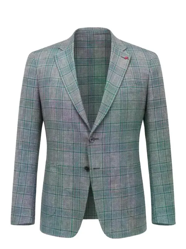 Isaia Plaid Buttoned Blazer - Grey
