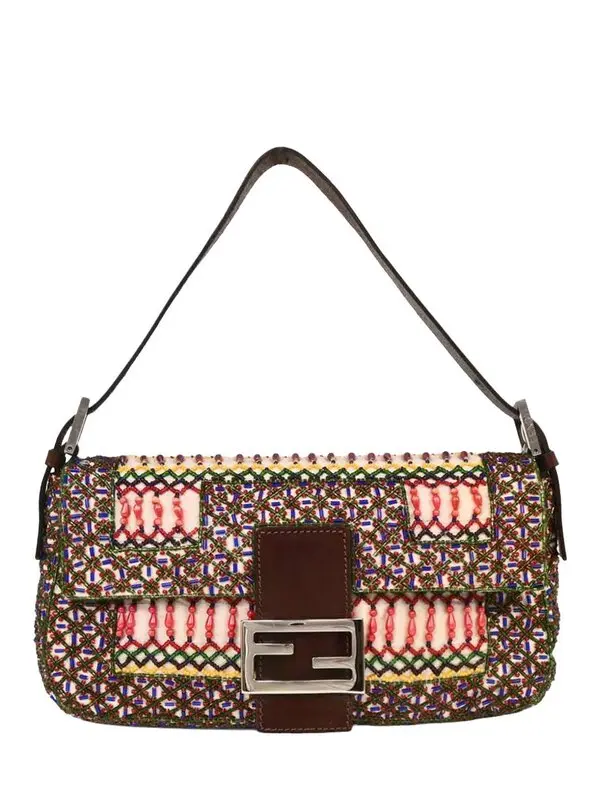 Fendi Baguette Beaded Handbag - Neutrals