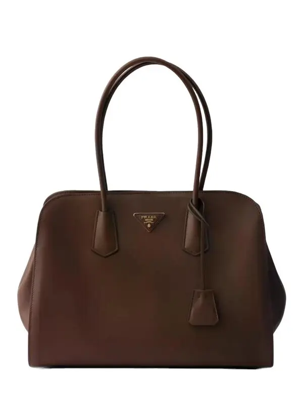 Prada Large Leather Tote Bag - Brown