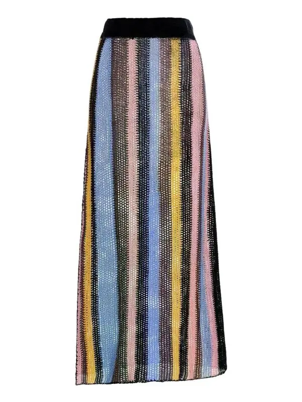 Agua Bendita Cyprus Striped Crochet Maxi Skirt - Pink