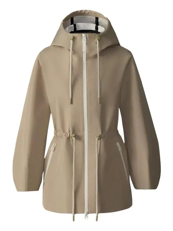 Mackage Technical Rain Jacket With Drawcord Waist - Light Camel-cream