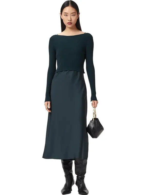 ALLSAINTS Hera 2-in-1 Midi Dress - Blue