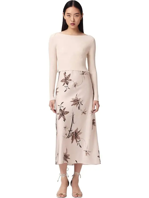 ALLSAINTS Hera 2-in-1 Midi Dress - Petra Cream White