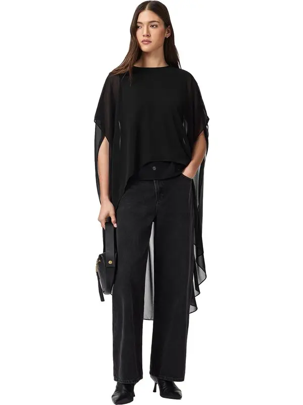 ALLSAINTS Jamie Sheer Oversized Top - Black