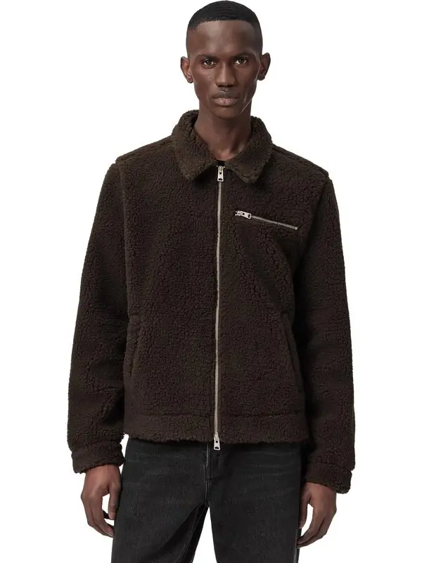 ALLSAINTS Otis Sherpa Jacket - Dark Khaki Green
