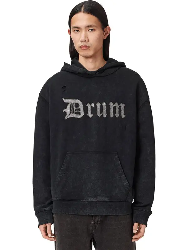 ALLSAINTS Snare Printed Hoodie - Washed Black
