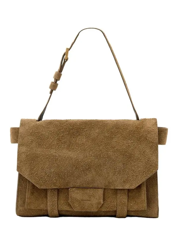 ALLSAINTS Ursa Suede Satchel - Biscuit Brown