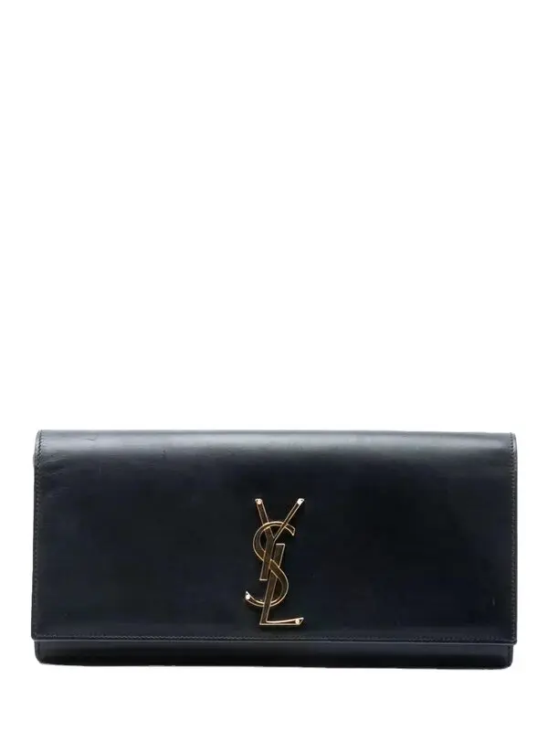 Saint Laurent 2013 Leather Monogram Cassandre Clutch - Black