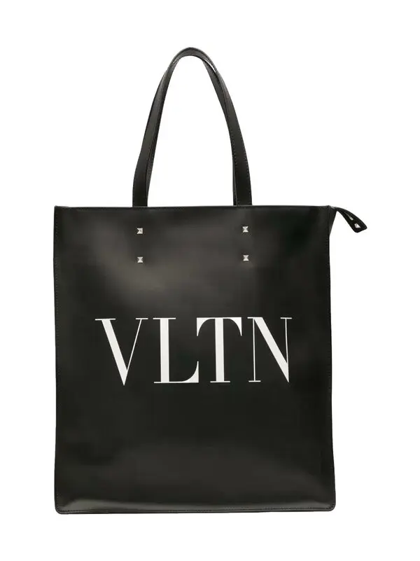 Valentino Garavani Leather Vltn Rockstud Tote - Black