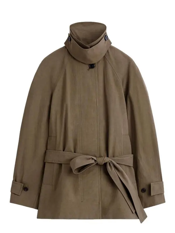Cos Belted Cotton Short Trench Coat - Beige