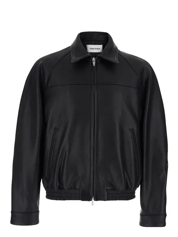 TONYWACK Lamb Leather Bomber Jacket - Black
