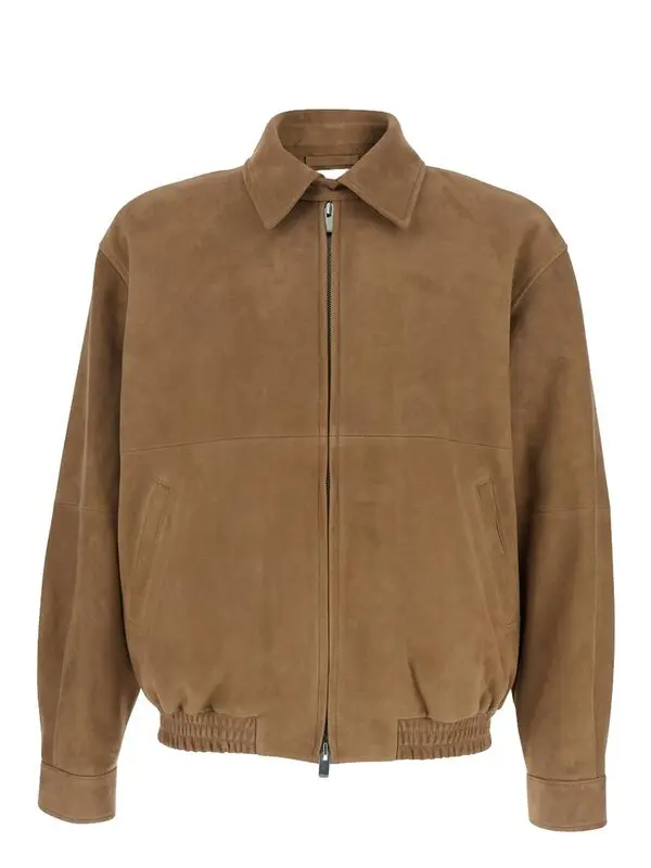 TONYWACK Goat Suede Relaxed Bomber Jacket - Beige