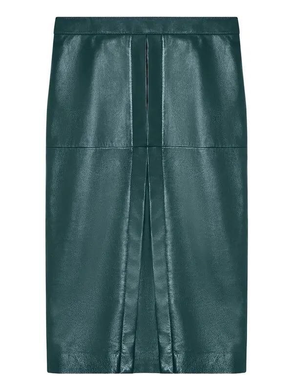 Giorgio Armani Pencil Skirt In Nappa Lambskin - Green