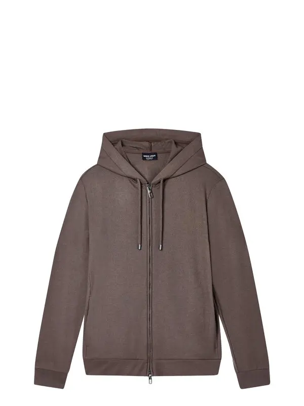 Giorgio Armani Hooded Cashmere Jersey Sweatshirt - Brown