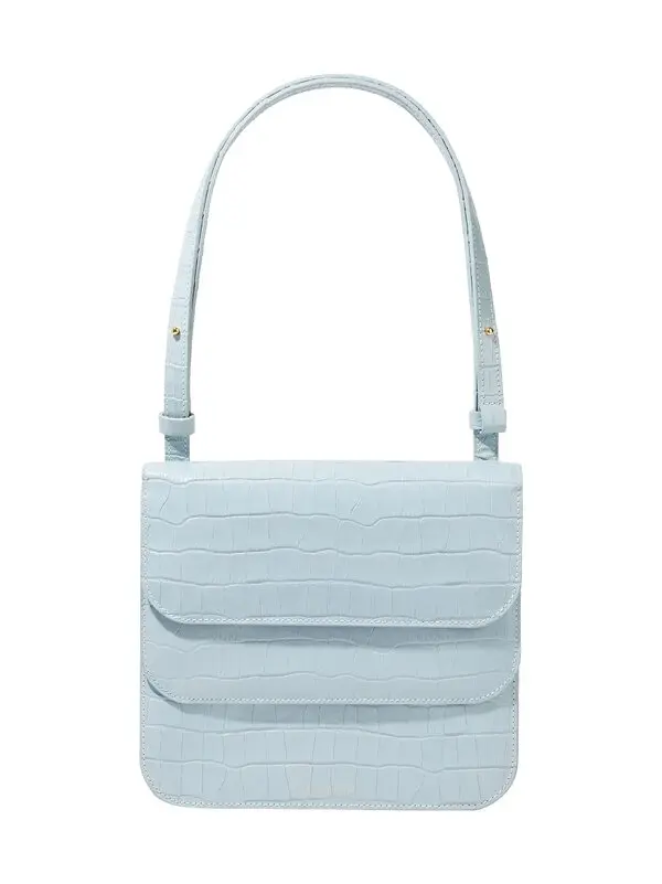 REJINA PYO Ana Croc-effect Leather Shoulder Bag - Sky Blue