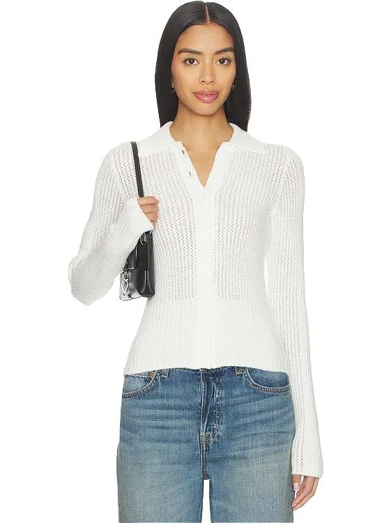 ALL THE WAYS Kelly Button Up Sweater - White