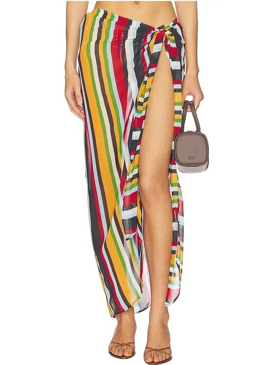 SEVEN WONDERS Front Tie Maxi Skirt - Xyla Stripe