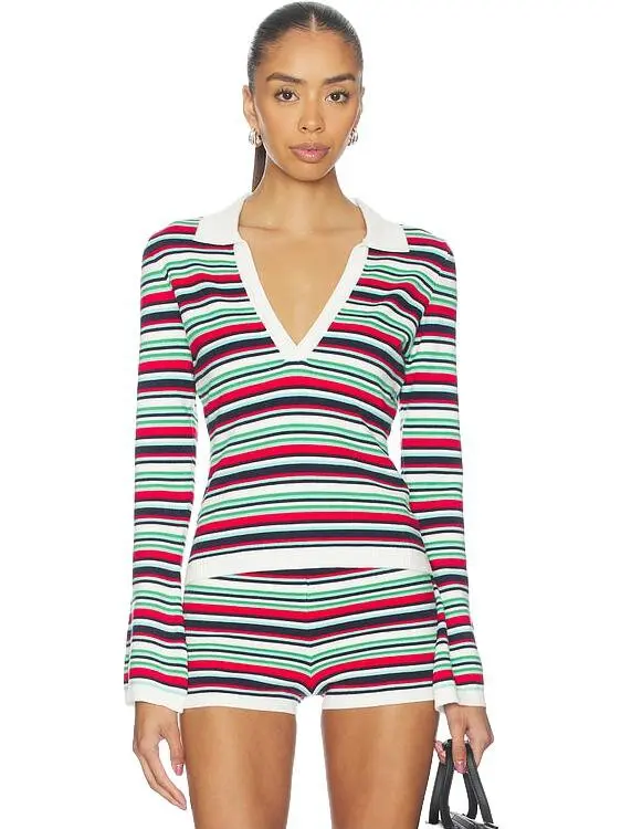 SEVEN WONDERS Xyla Collared Knit Top - Xyla Stripe