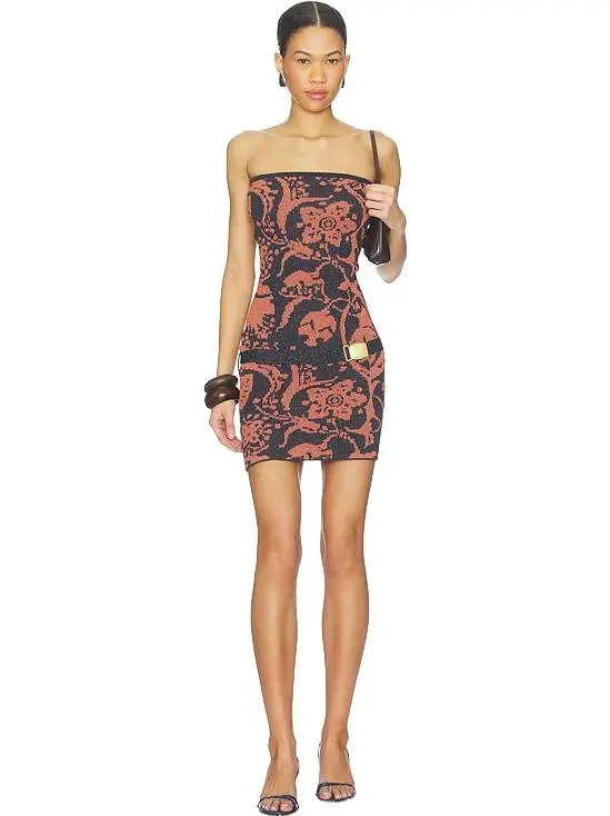 ASTA RESORT Gisele Mini Dress - Burnt Orange & Black
