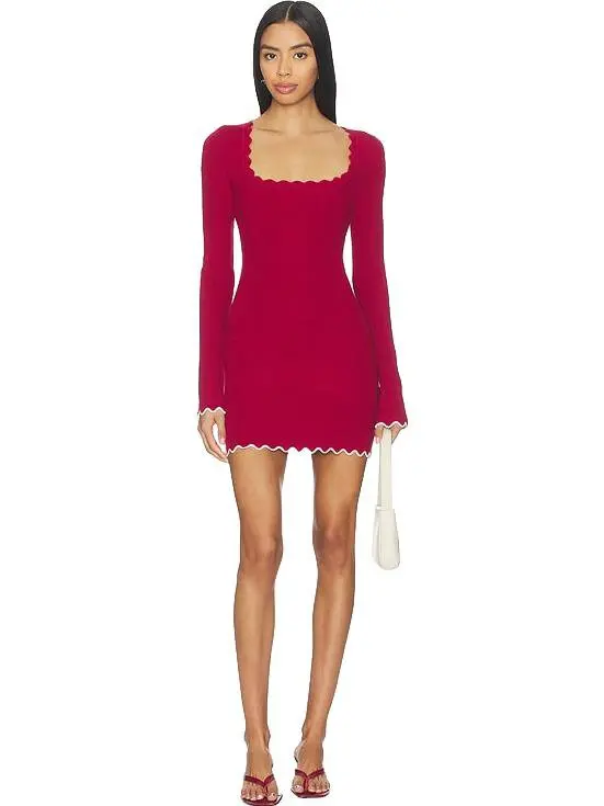 LOVERS AND FRIENDS Helena Scallop Detail Mini Dress - Red