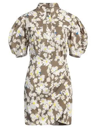 MSGM Floral-print Cotton Shirt Dress - Green